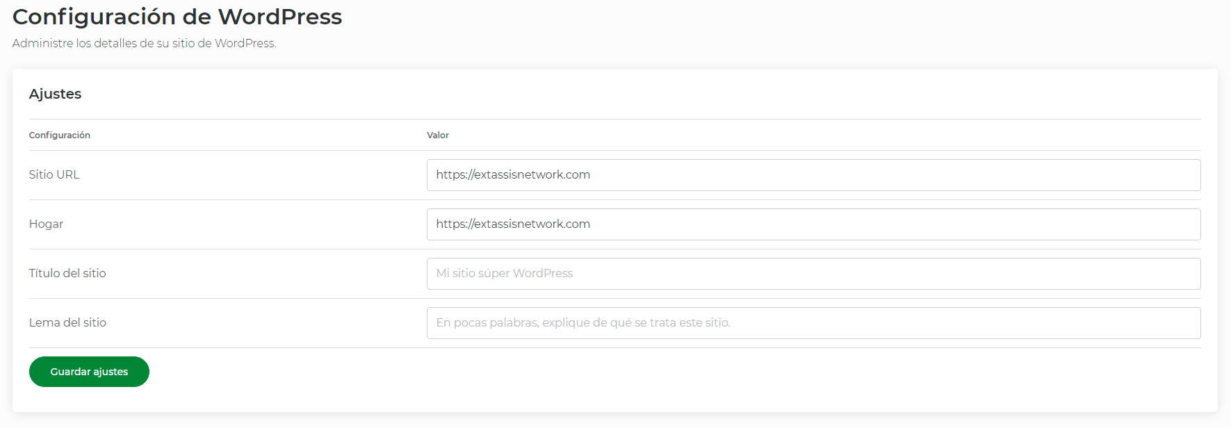 Instalé WordPress en la URL temporal, ¿Cómo coloco mi nombre de dominio? • EXTASSIS NETwork ...